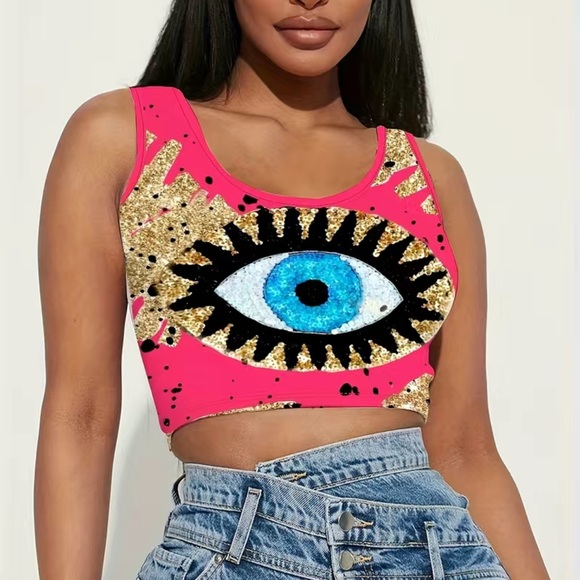 Tops | Evil Eye Crop Top New | Poshmark